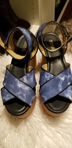 HTF Michael Kors Denim Wedge Sandals MINT!! - Gem