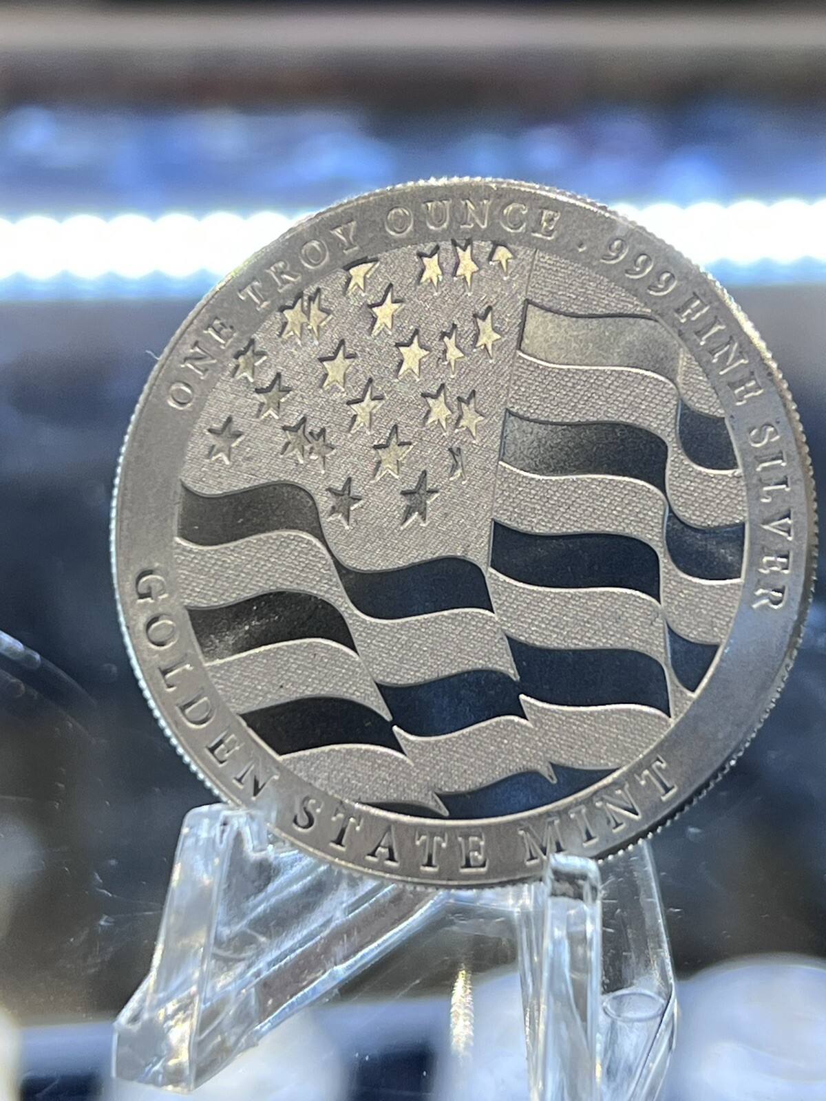 1 oz .999 FINE Silver Round - GSM Silver Eagle BU SILVER Round FLAG in ...