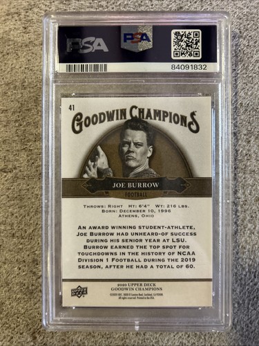 2020 JOE BURROW Upper Deck Goodwin Champions PSA 10 #41 | eBay