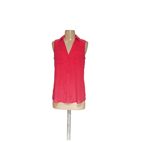 Express Red Polyester Button-Up Top, Size S | eBay