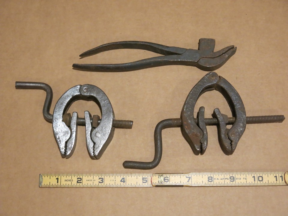 LOT of 3 vintage Cobbler's Tools 1854 patent Double-Lasting clamp rare ...