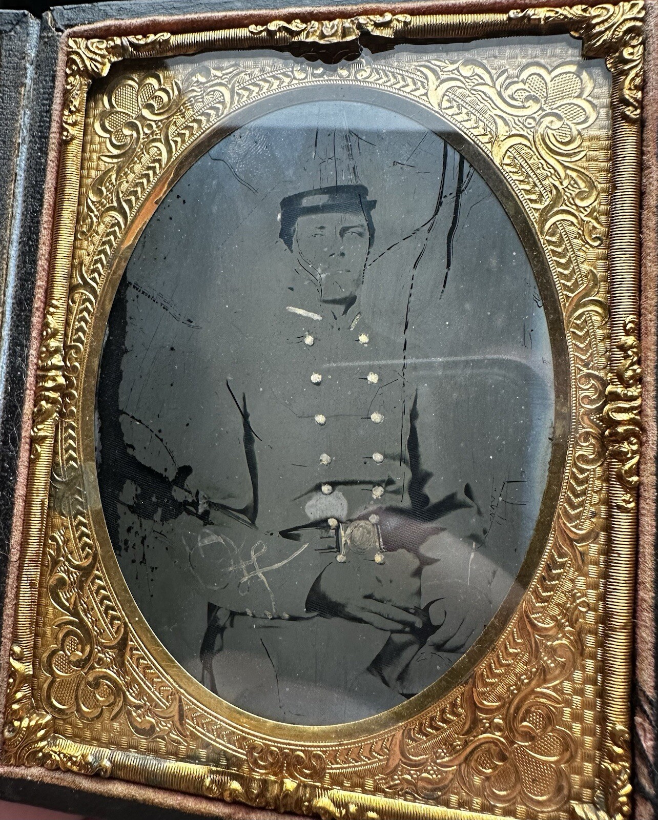 Civil War Confederate 1/4 Ambrotype Photo Wearing 2 Piece CS Buckle | eBay