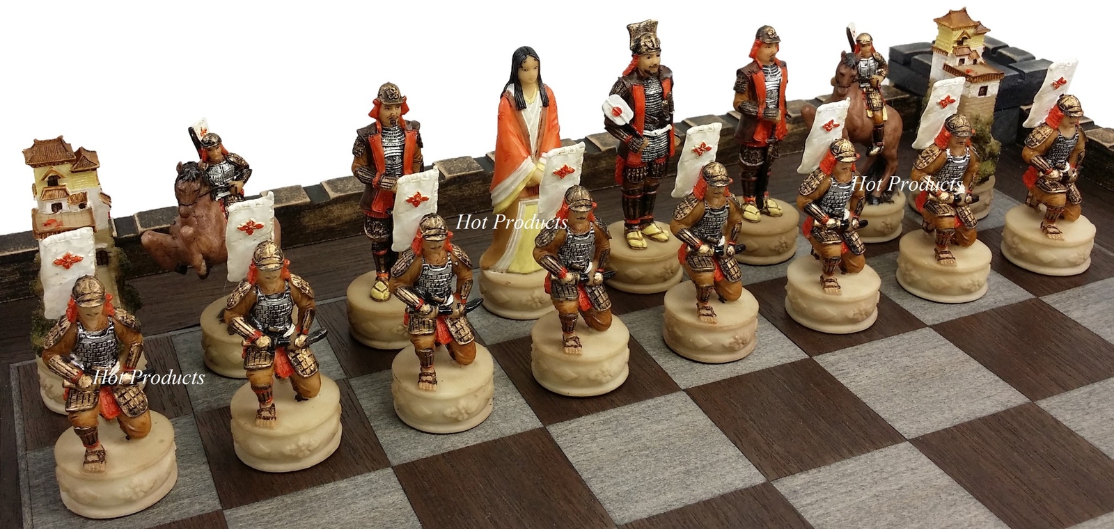 Japanese Samurai Warrior Oriental Chess Men Set with 17" Castle ...