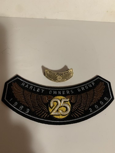 Harley Davidson HOG Harley Owners Group 25 Year Rocker Patch & Pin 1983 ...