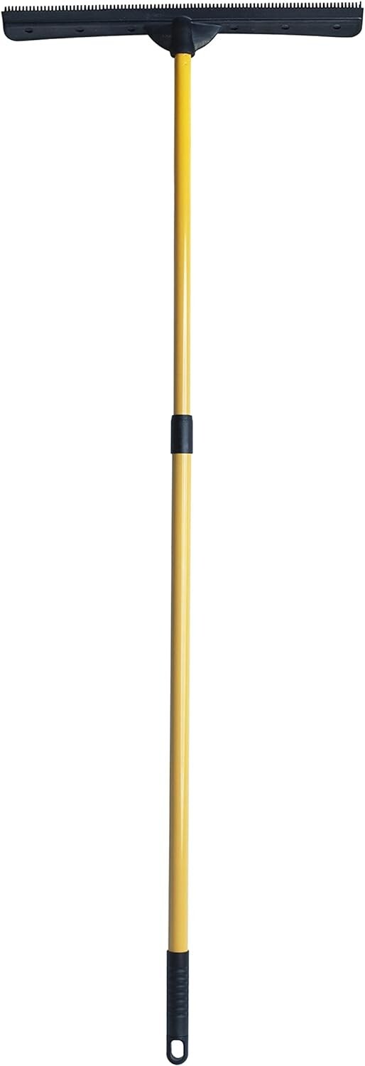 Rubber Broom Carpet Rake for Pet Hair Removal with Squeegee