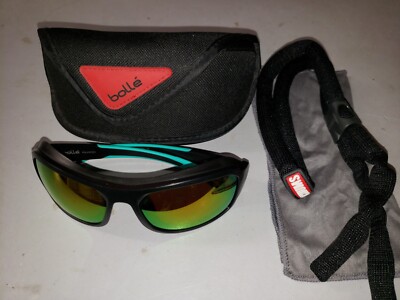 Bolle Men's Whitecap 12248 Matte Black/Green Wrap Polarized Sunglasses ...