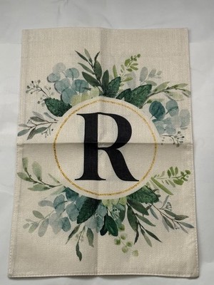 CROWNED BEAUTY Double Sided Monogrammed R Floral Garden Flag 12"x18" | eBay