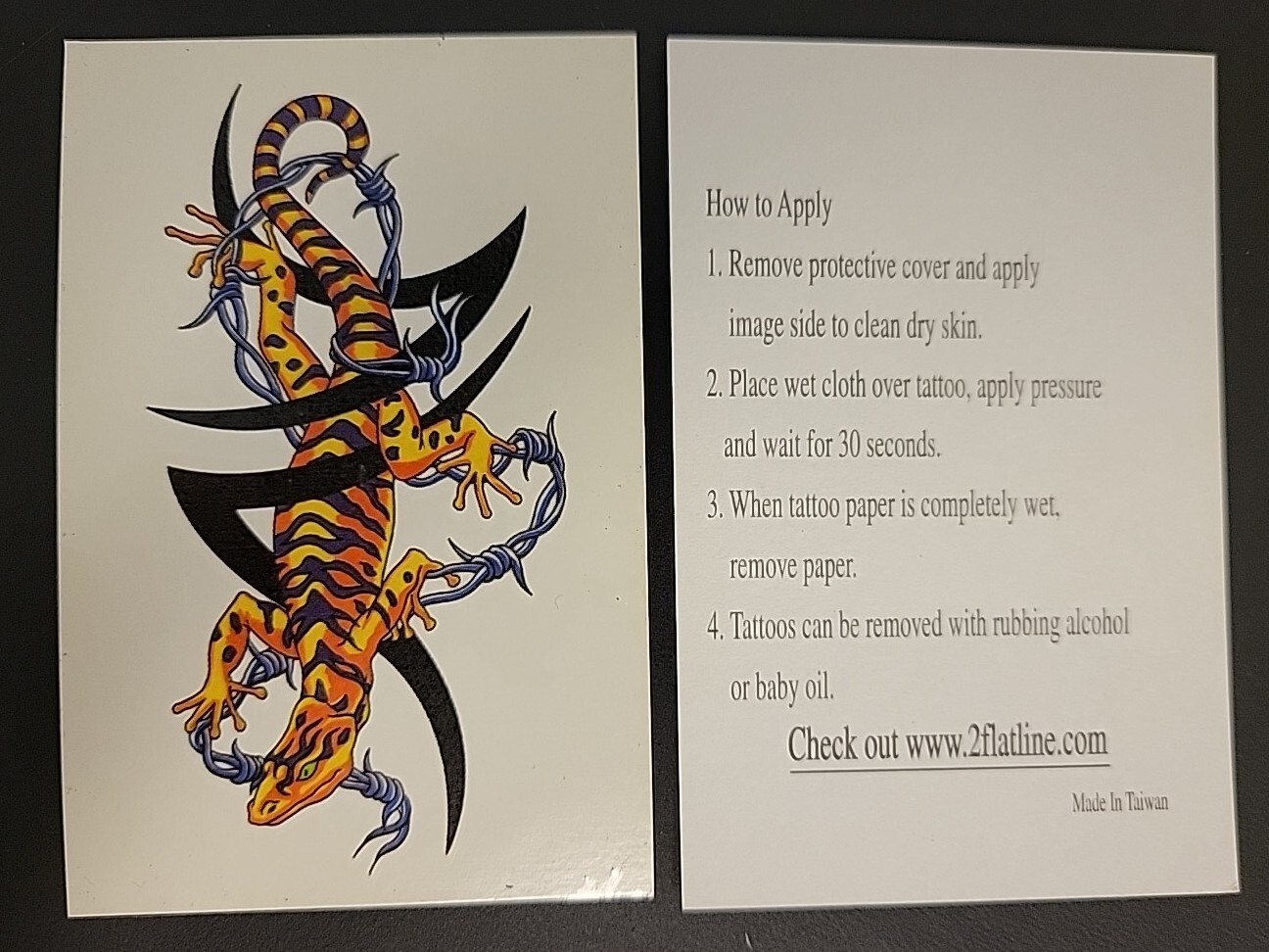 Tribal Barbed Wire Salamander Vintage Vending Machine Temporary Tattoo ...