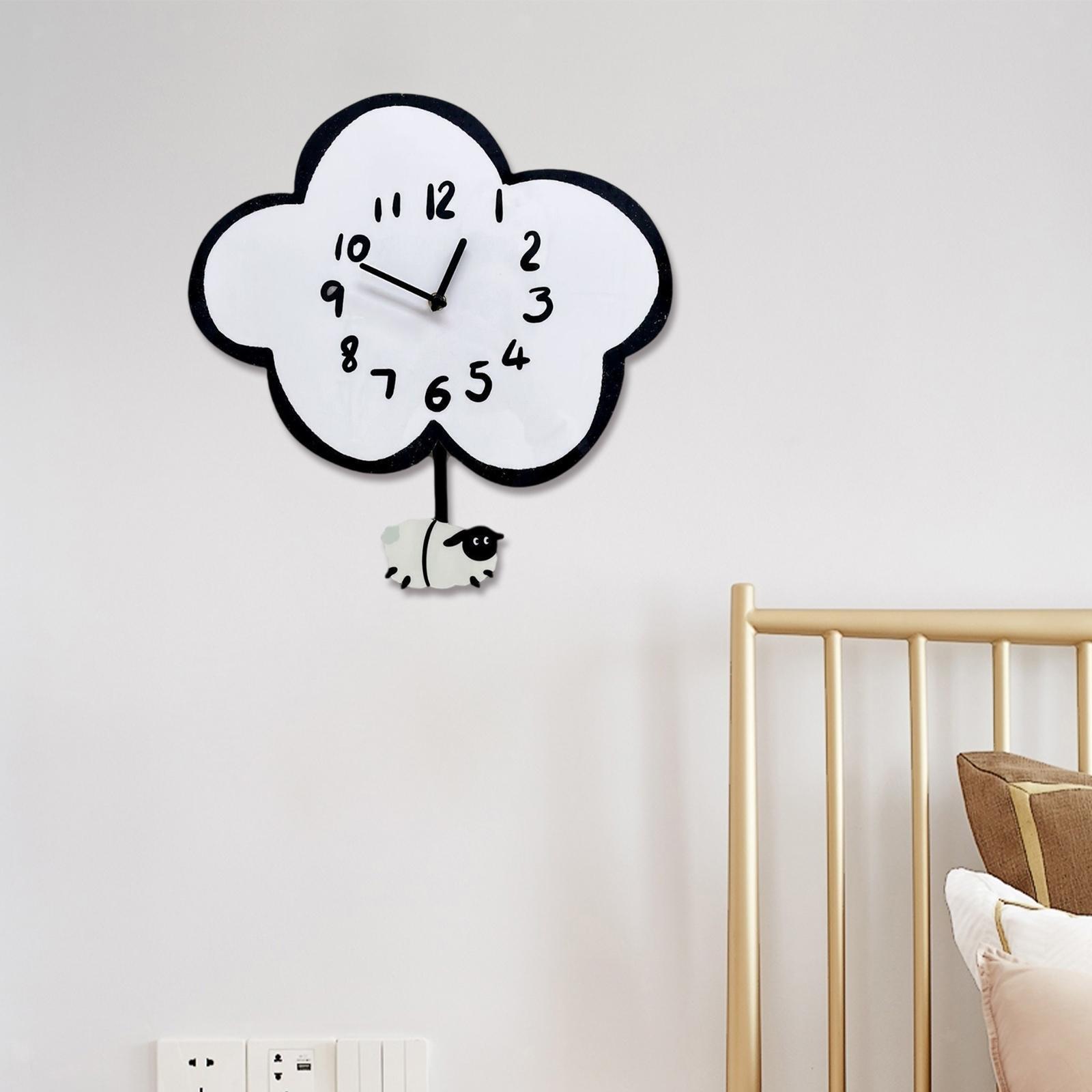 Cute Wall Clock with Swing Tail Pendulum Decorative Clock for Home Kids ...