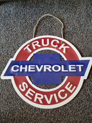 CHEVROLET TRUCK SERVICE - EMBOSSED HANGING Tin Metal Sign NEW | eBay ...