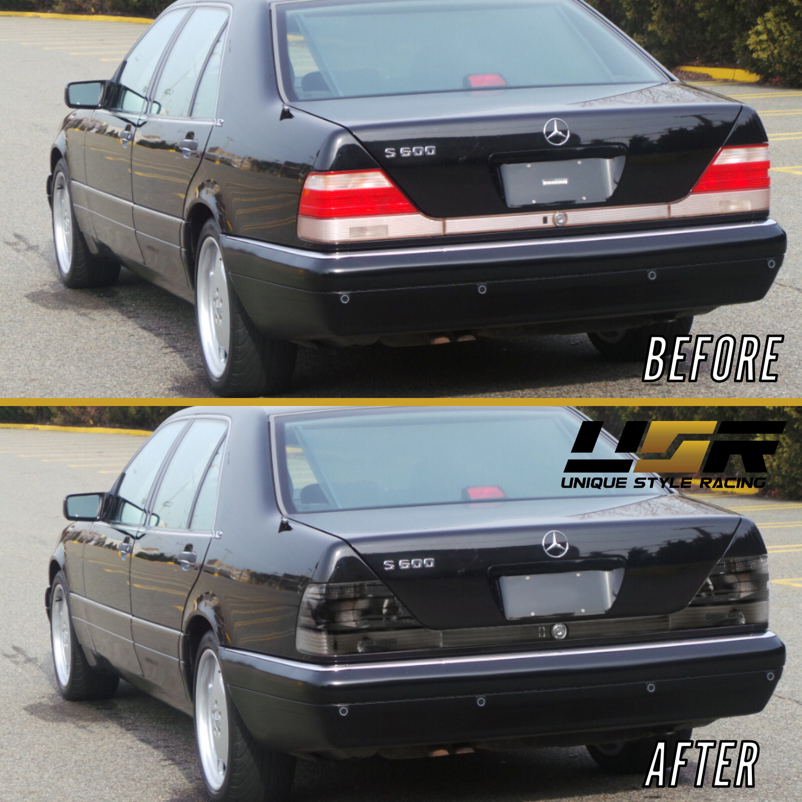 SMOKE 3 Pieces LH+RH+Center Rear Tail Light Set For 95-99 Mercedes W140 ...