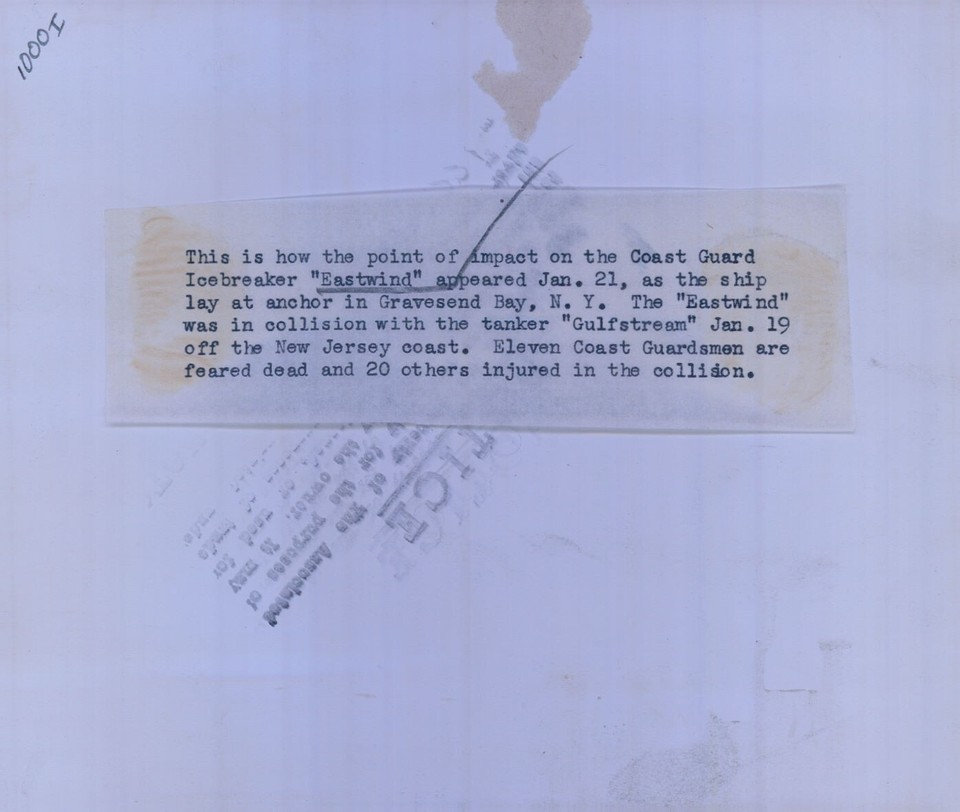 1960 US Coast Guard Cutter EASTWIND Collision with Tanker Press Photo ...