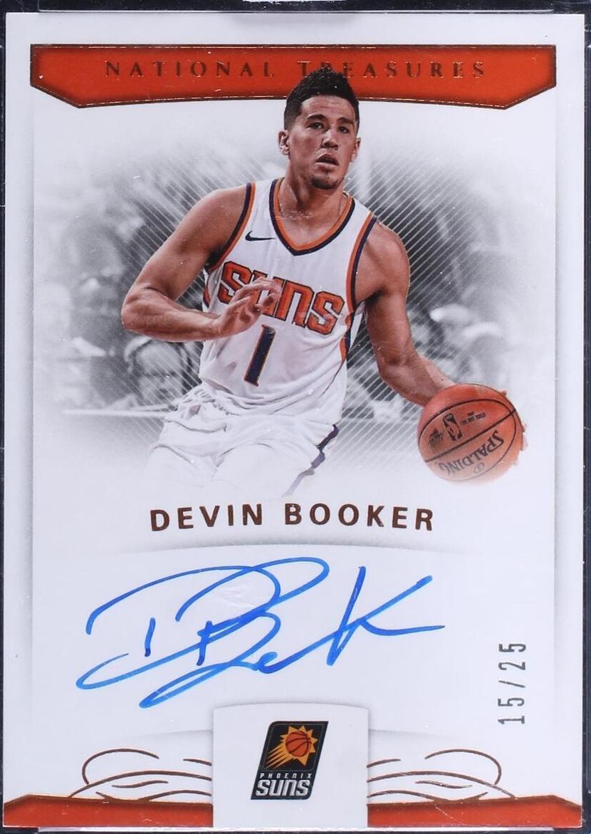 2017-18 Panini National Treasures - Signatures Devin Booker #S-DBK ...