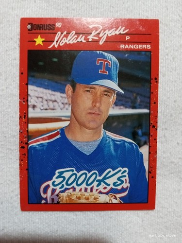 NOLAN RYAN 1990 Donruss 5000K ERROR Card #659 NO DOT Inc RARE Misprint ...