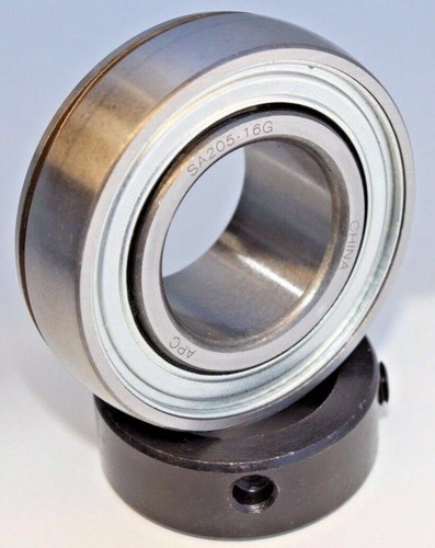 Premium SA207-23G Insert Bearing 1-7/16" Bore w/Locking Collar Relube ...