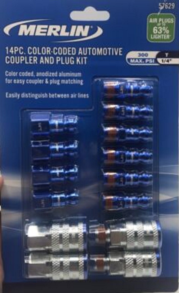 MERLIN Color-Coded Automotive Coupler and Plug Set 14 Piece 57629 for ...