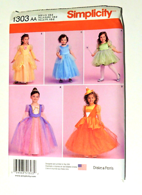 Simplicity 1303 Girl's Sizes 1/2-2 Princess Dress Costume Sewing ...