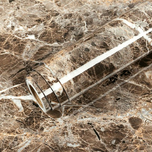 Wallpaper Dark Brown Marble Contact Paper Cabinets Peel Stick Kitchen ...