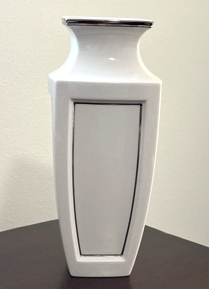 LENOX URN VASE 9" TALL DIMENSION II COLLECTION SOLITAIRE WHITE w ...