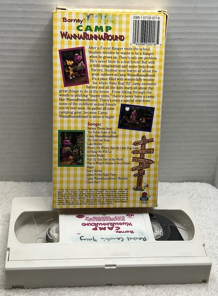 Barney Camp WannaRunnaRound/1997 VHS White Tape Tested Classic ...