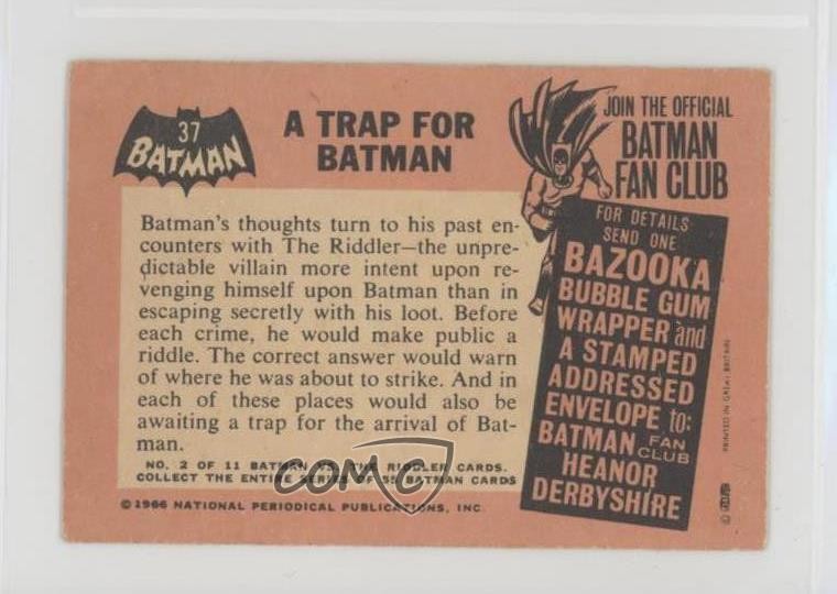 1966 A&BC Batman Black Bat Fan Club Back A Trap for Batman #37 04le | eBay