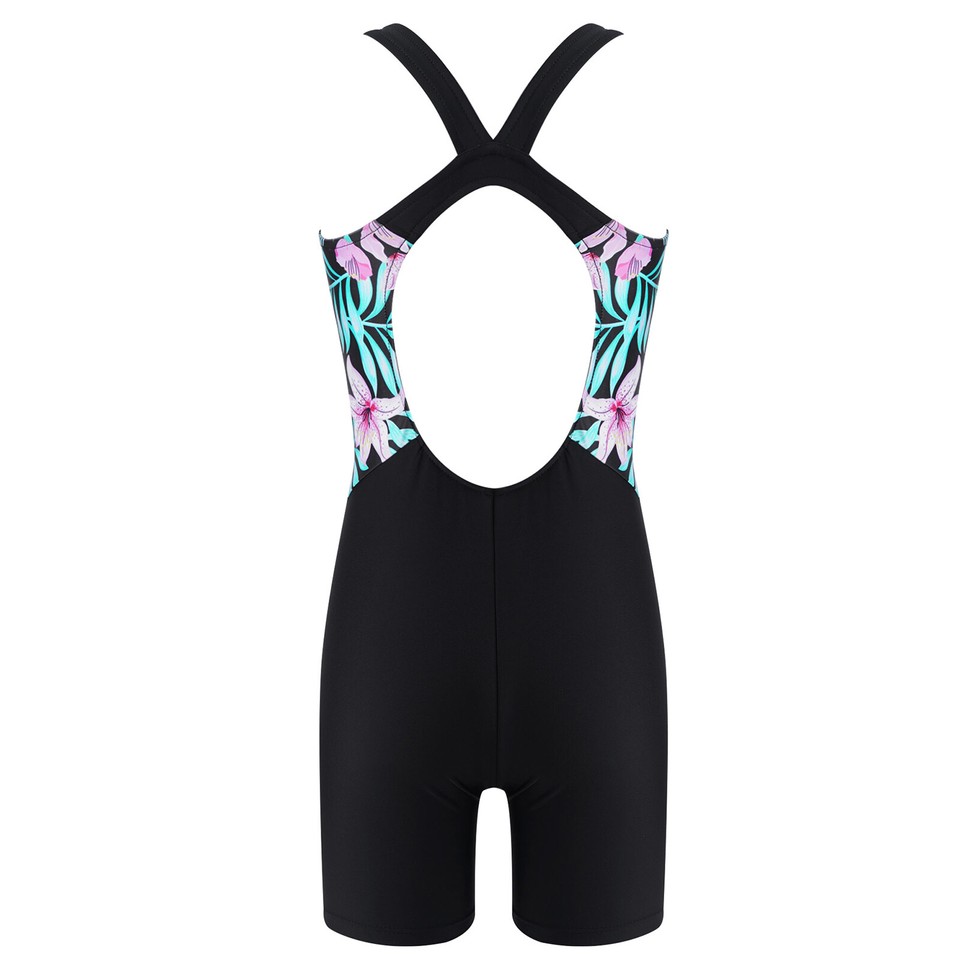 Girls Boyleg Swimming Costumes One Piece Racer Back Swimsuits Rashguard ...