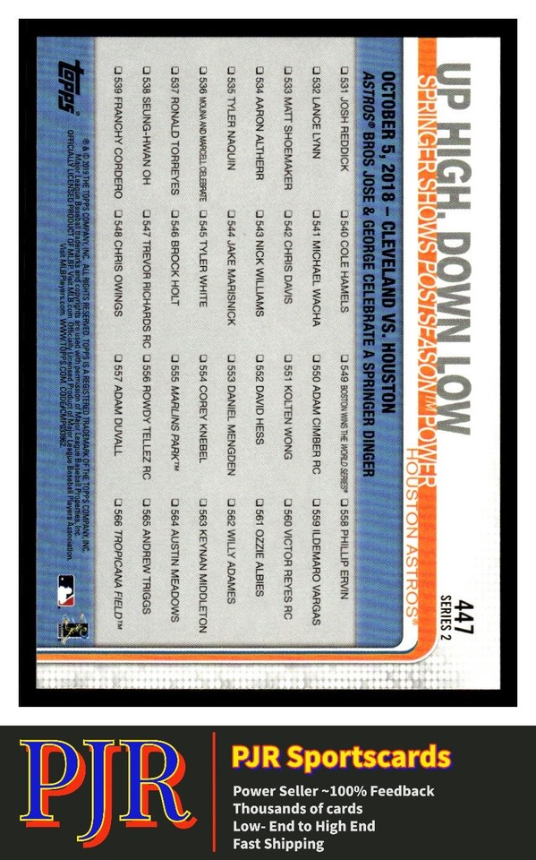 2019 Topps #447 Up High, Down Low CPC, CL Houston Astros | eBay