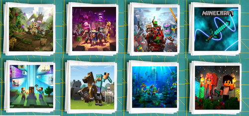 Set of 8 Minecraft 5x5 inch Fabric Panels Quilt Blocks for quilting ...