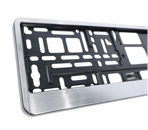 2 x INOX ALUMINIUM BRUSHED NUMBER PLATE SURROUNDS FRAMES FOR ANY CAR ...