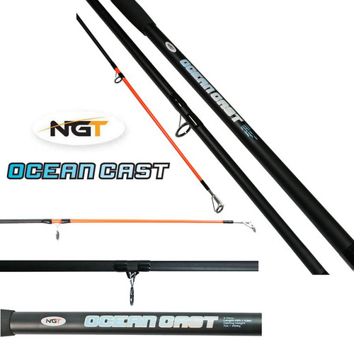 2 x 14FT Beachcaster Sea Fishing Rods NGT Oceancast 3pc 4-7oz Sea ...