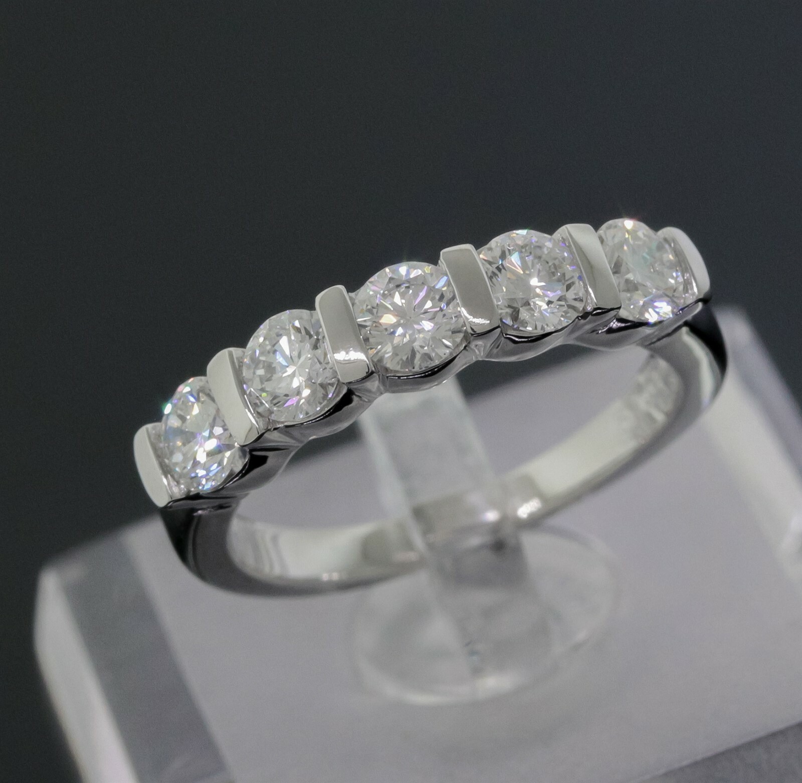 Tiffany & Co. PT950 Platinum 5-Stone 1.00ctw Diamond Wedding Band Ring ...