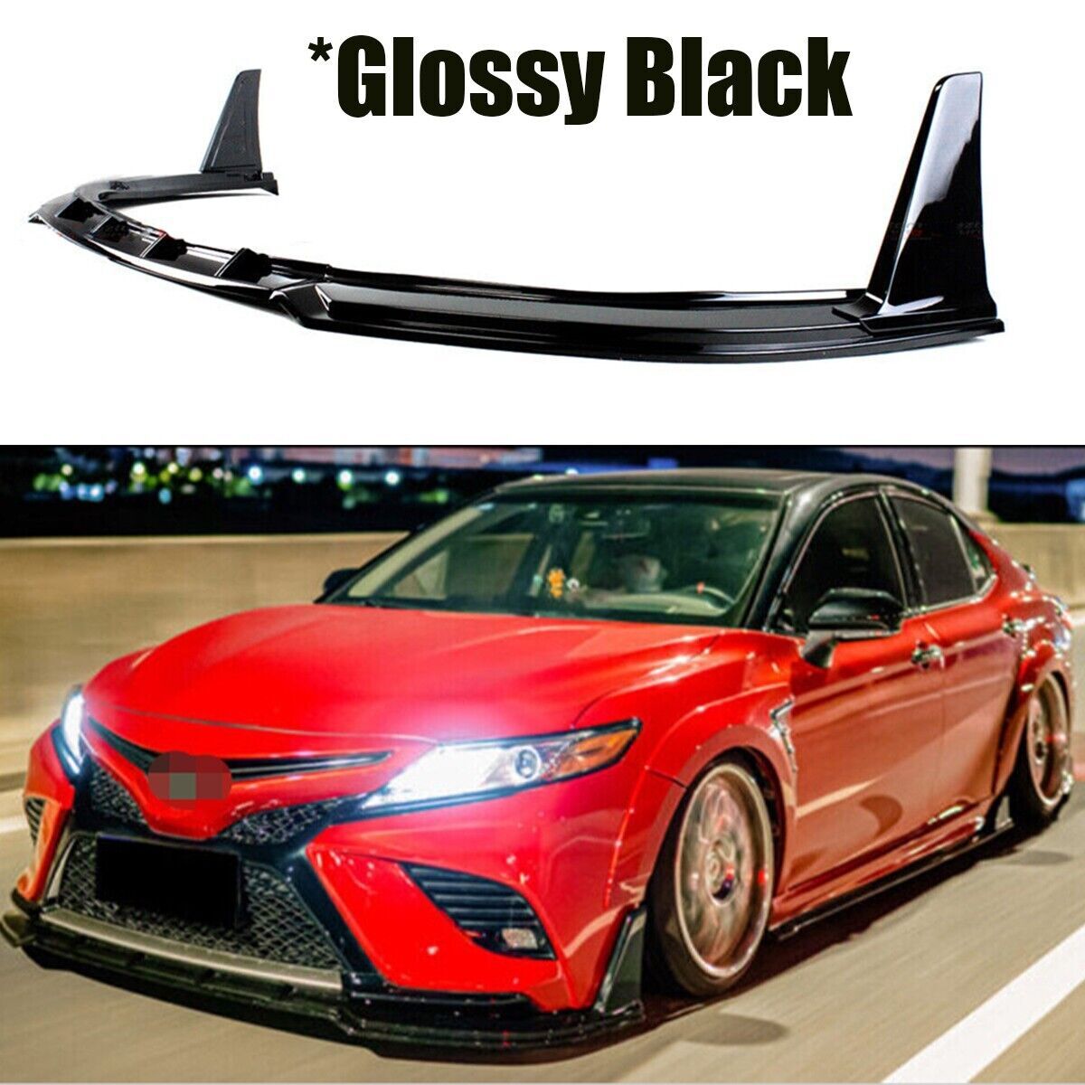 For Camry SE XSE 2018-20 Yofer V2 Style Winglet Gloss Front Bumper Lip ...
