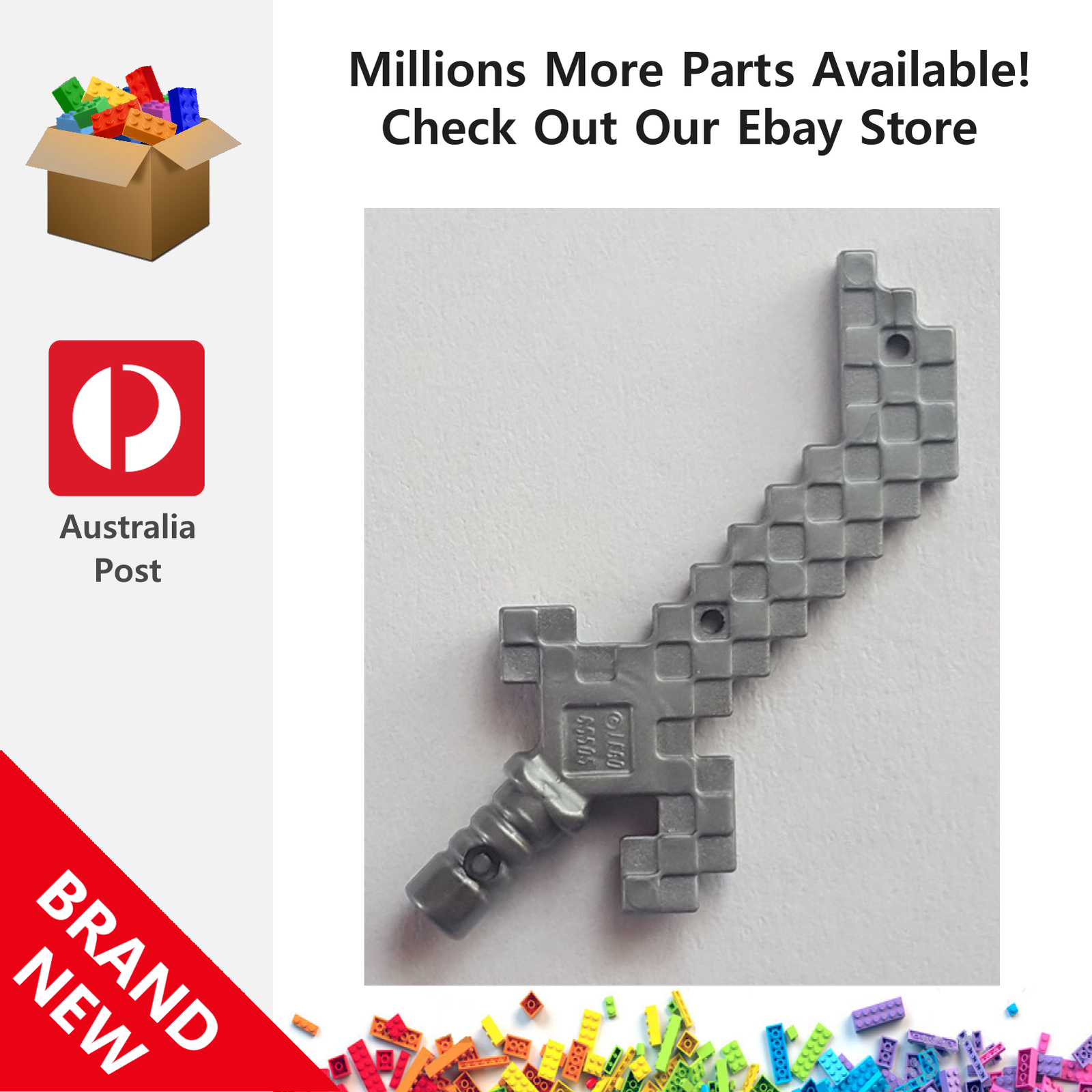 Genuine LEGO™ Silver Minifigure Weapon Cutlass Pixelated 65505 6300577 ...