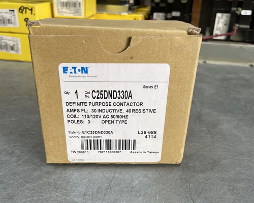 1- EATON C25DND330A 120 VAC 3 Pole 30 AMP Definite Purpose Contactor ...