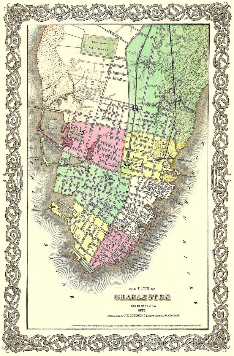 Printable Map Downtown Charleston Charleston South Carolina Vintage