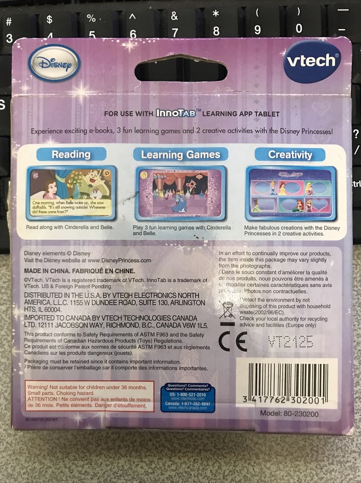 VTech InnoTab Disney Princess Learning Game Cinderella / Belle *DAMAGED ...