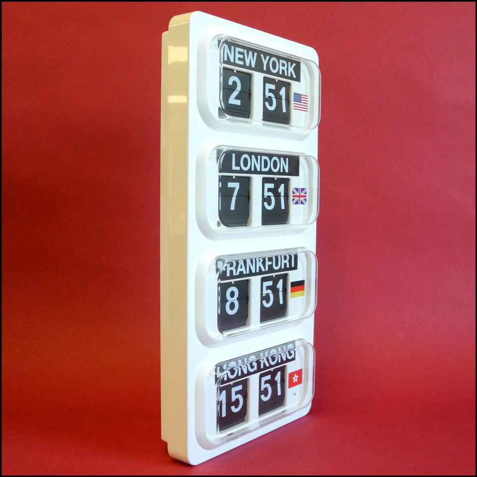Grayson World Time Zone Flip Clock New York London Hong Kong Frankfurt ...