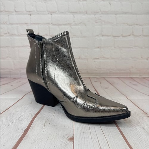 Indigo Rd. Metallic Silver Side Zip Ankle Booties Boots Women’s Size 8 ...