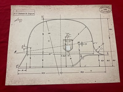 Germany Third Reich M11 Stahlhelm Helmet Blueprint 1935 Poster WW2 WWII ...