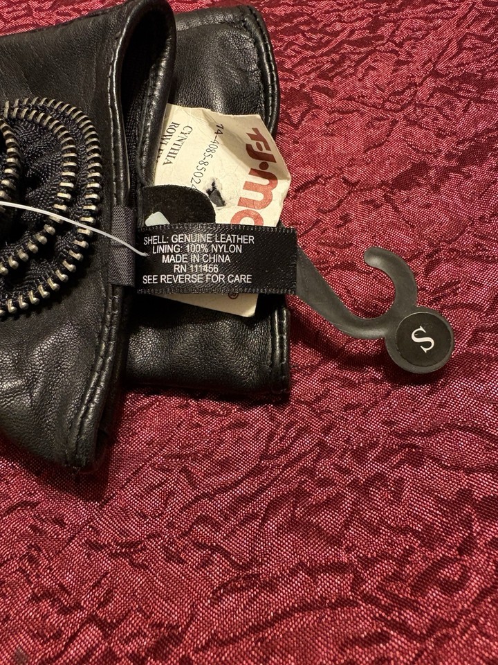 Cynthia Crowley Black Leather Gloves Size Small Flower Detail NWT | eBay