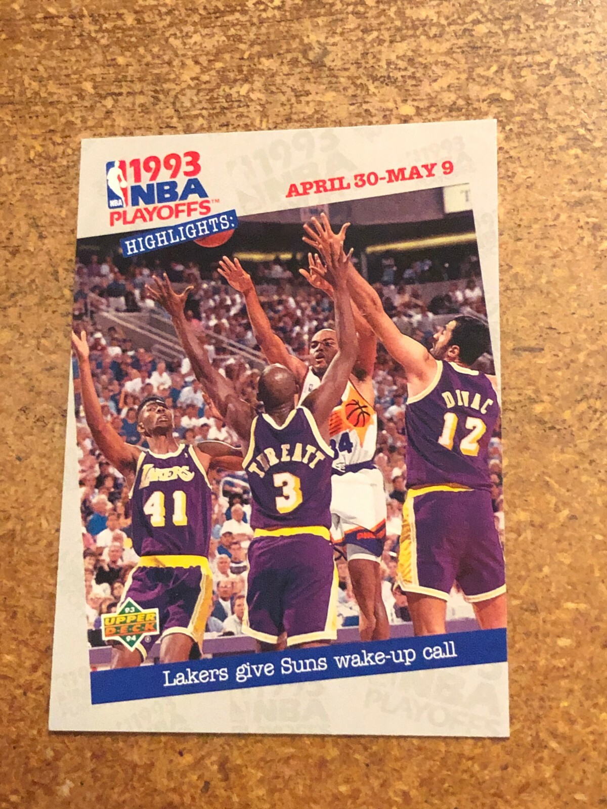 1993-94 UD Basketball Playoffs Highlights # 197 Lakers give Suns Wakeup ...