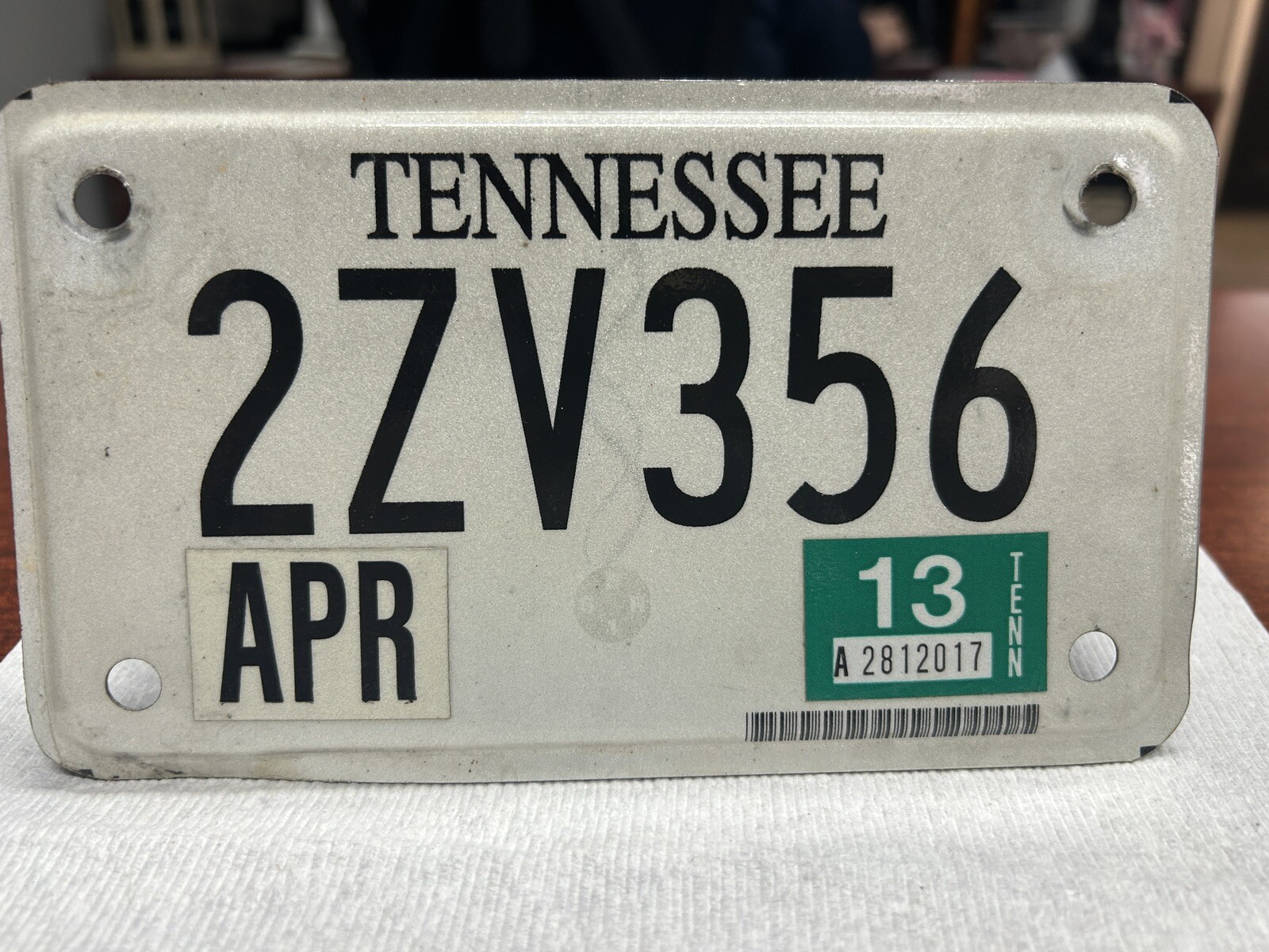 Tennessee TN License Plate Tag 2013 Vintage Motorcycle # 2ZV356 | eBay