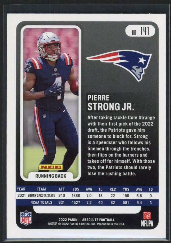 PIERRE STRONG JR 20212 Panini Absolute Football SP Red Squares Rookie ...