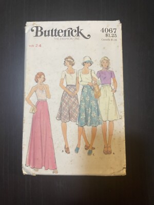 4067 Vtg Butterick SEW Pattern Plus Sz 24 Slightly Flared Skirt Comfy ...