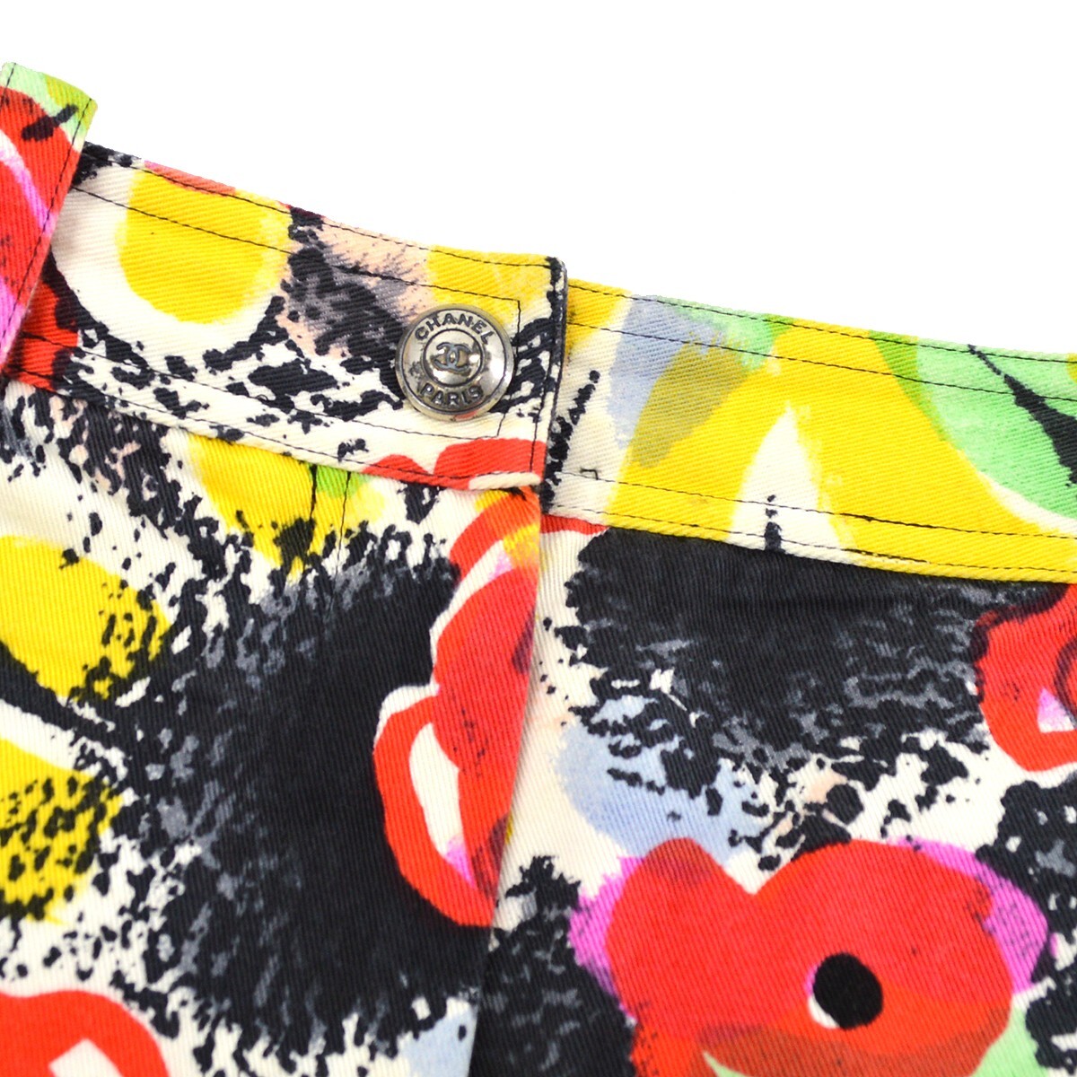 CHANEL E97 #38 CC Logos Button Flower Pattern Pants M… - Gem