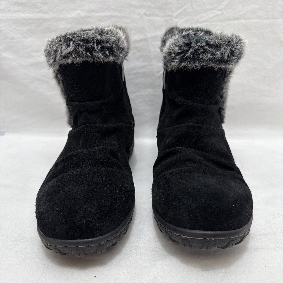 Khombu Lisa Boots Womens 7 All Weather Black Suede Leather Faux Fur ...
