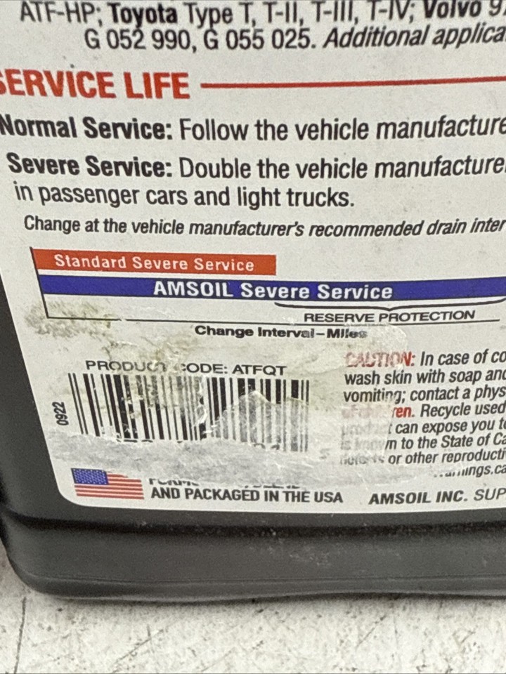 AMSOIL Signature Series 100% Synthetic ATF Automatic Transmission Fluid ...