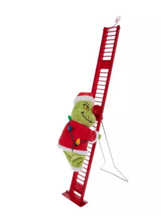 Animated Light Up Climbing Grinch Musical 17" H x 4.43" W x 3.6" D-Mr ...