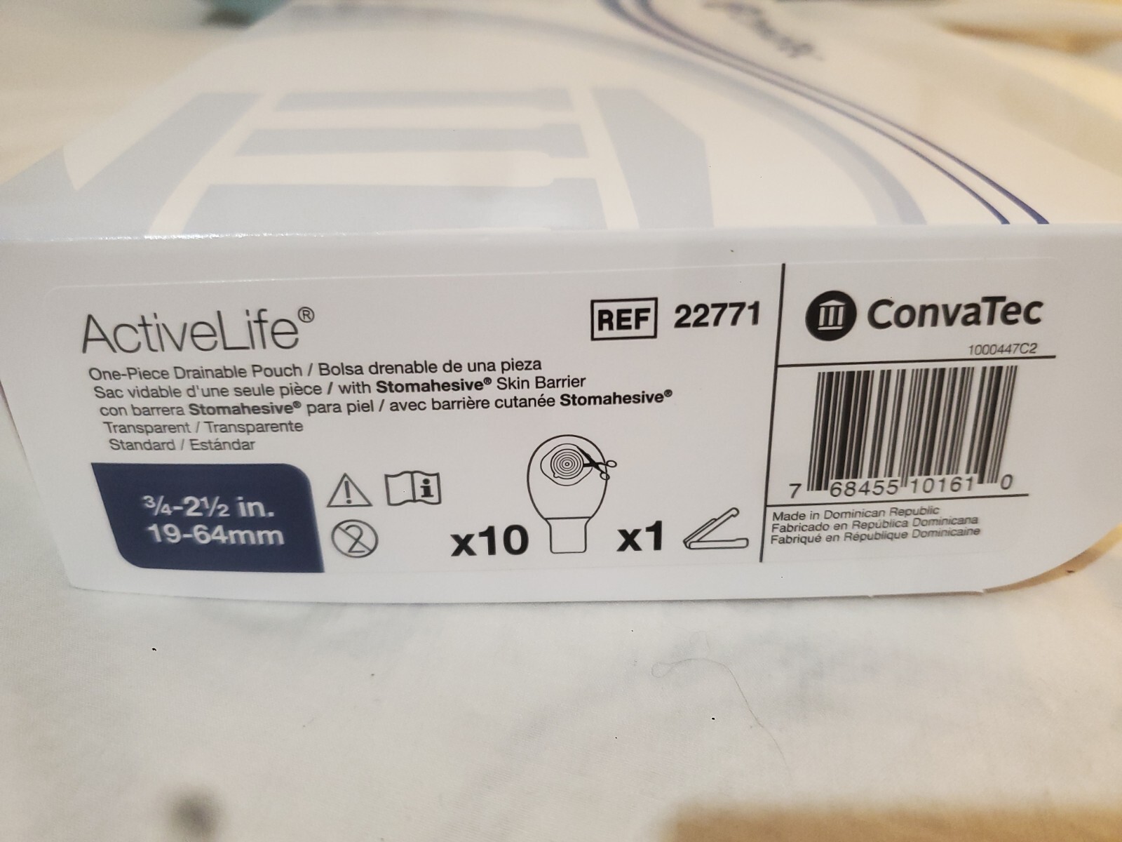 Convatec 22771 Active Life 12" drainable pouch, cut-to-fit Fresh New Stock.