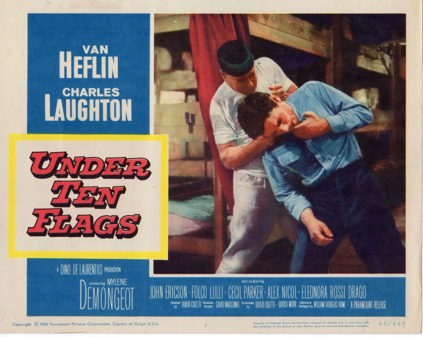Van Heflin Charles Laughton Under Ten Flags Original 11x14" Lobby Card ...